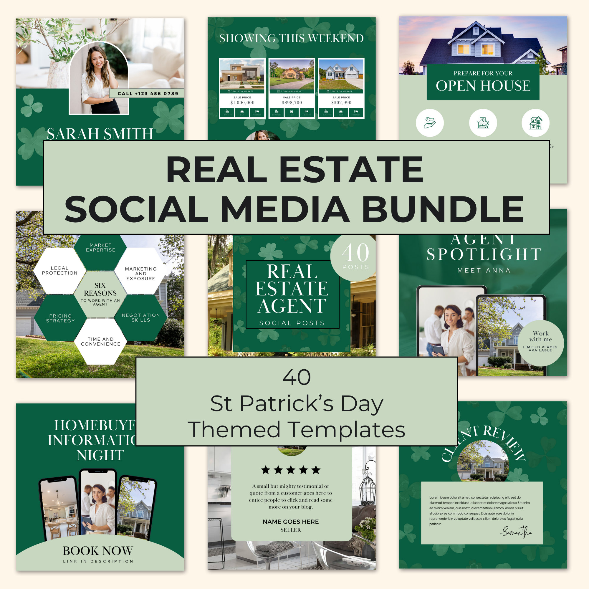 March Real Estate Marketing Templates, St Patricks Day Real Estate ...