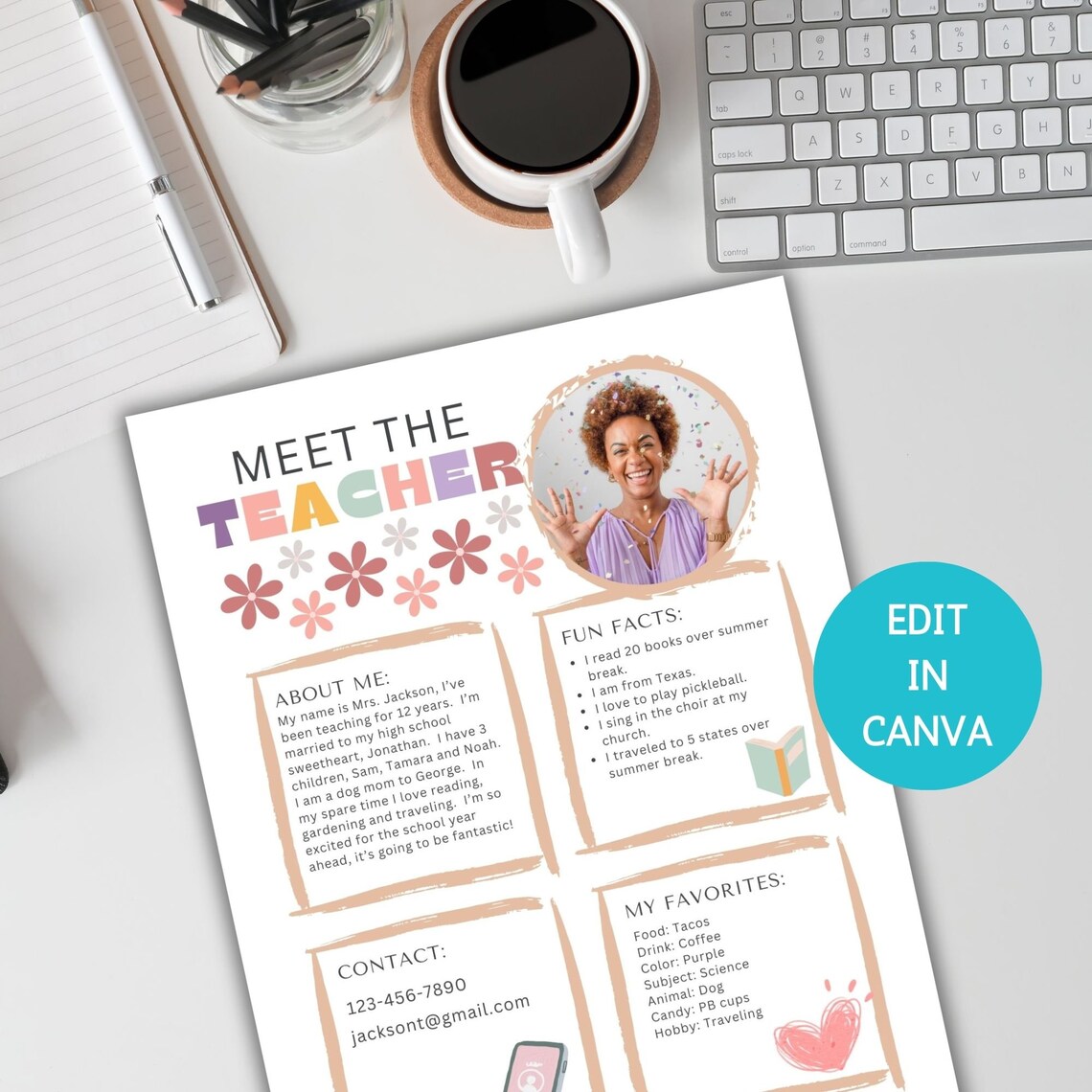 Meet the Teacher Editable Canva Template Printable Teacher Resource ...