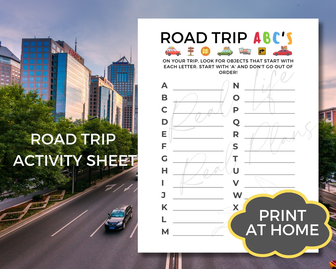 Road Trip Abc's Printable Activity Sheet for Kids - Etsy UK