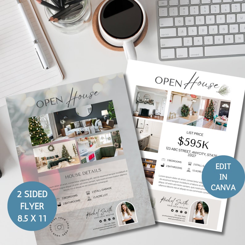 Holiday Open House Flyer, Real Estate Christmas Open House Editable ...