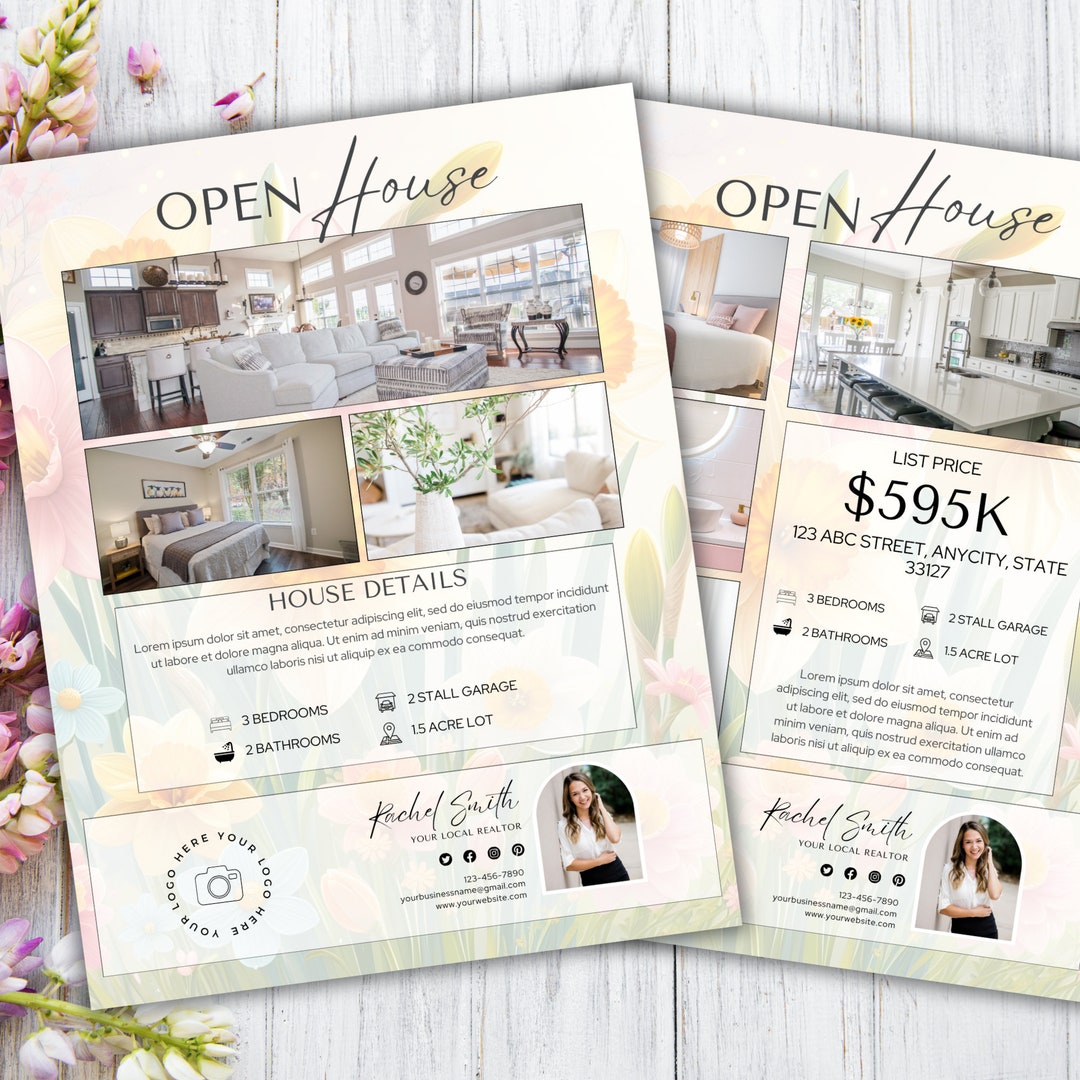 Real Estate Spring Open House Flyer Editable Canva Template, Just ...