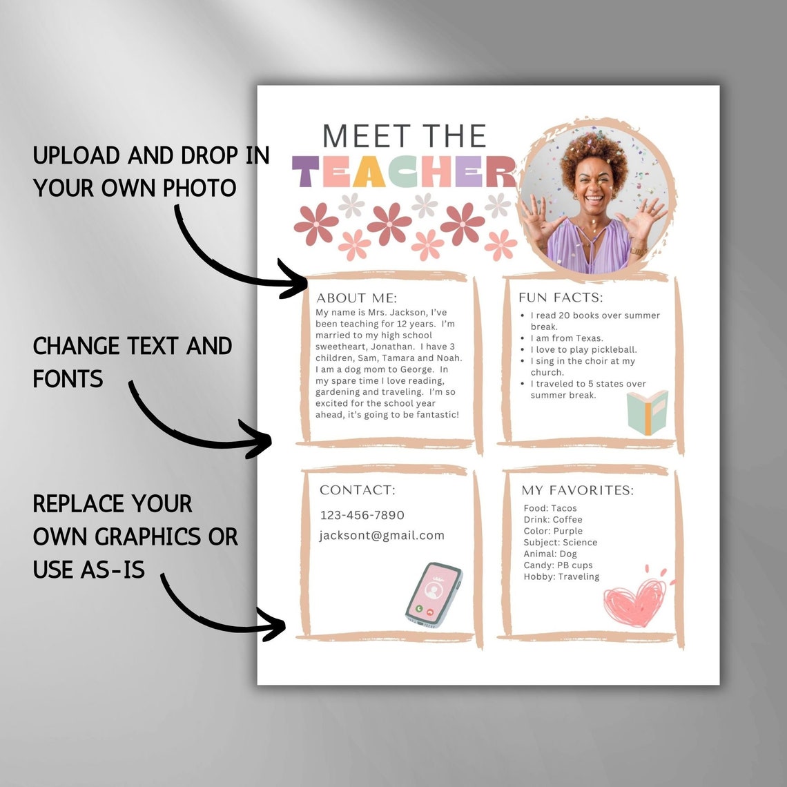 Meet the Teacher Editable Canva Template Printable Teacher Resource ...