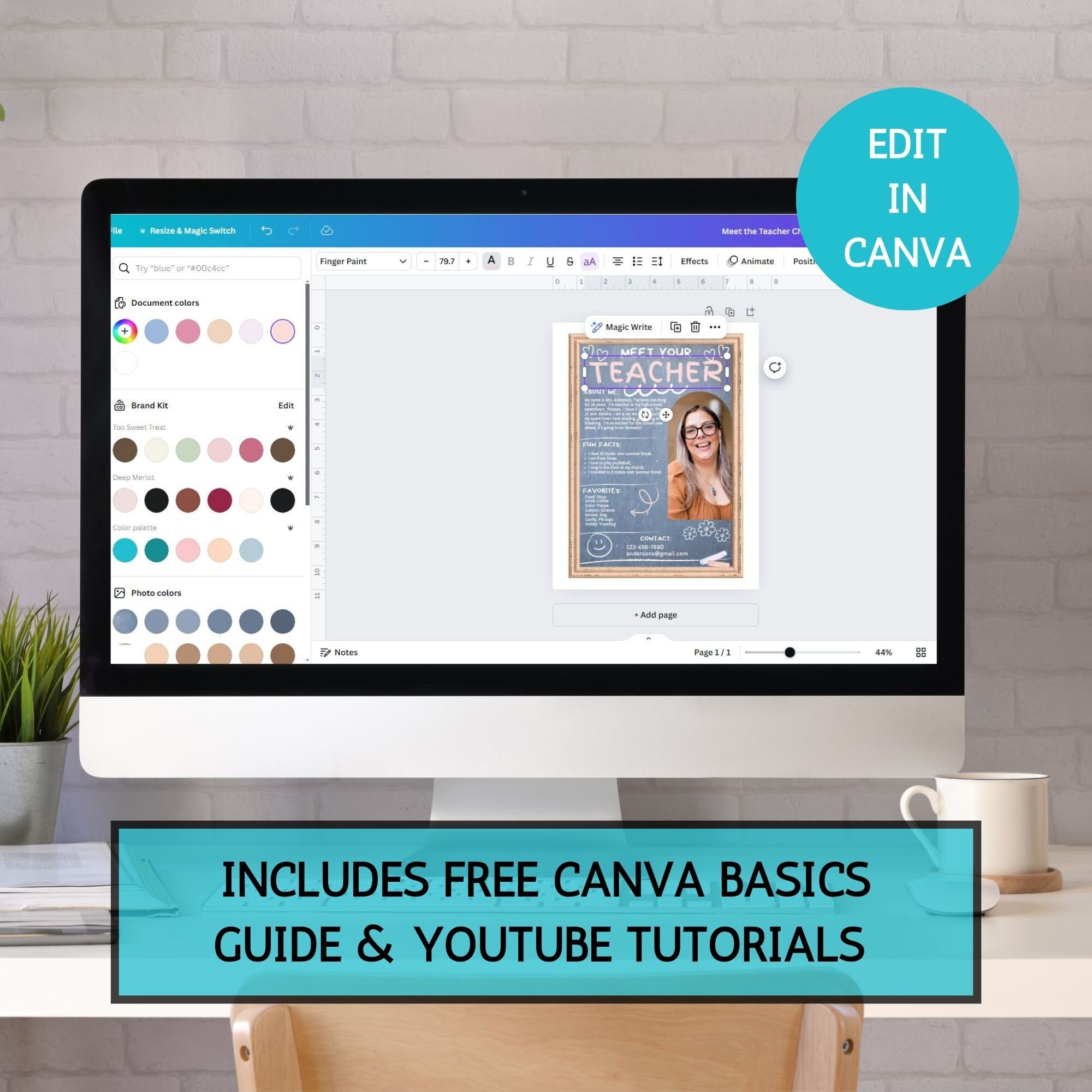 Meet the Teacher Editable Canva Template Printable Teacher Resource ...