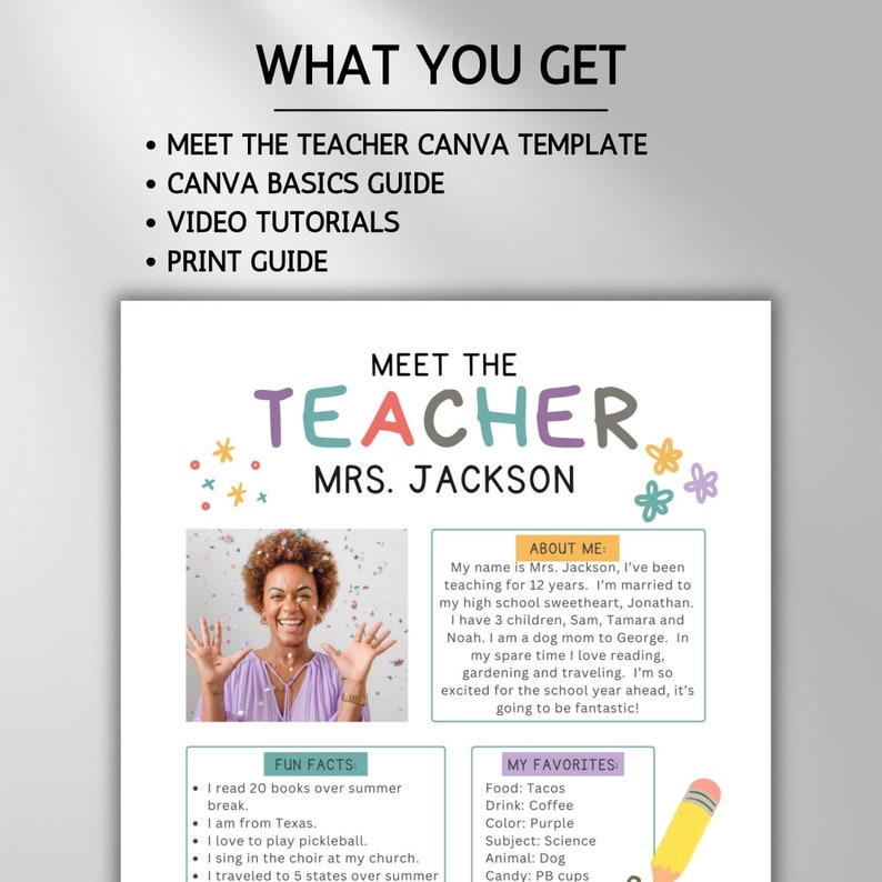 Meet the Teacher Editable Canva Template Printable Teacher Resource ...