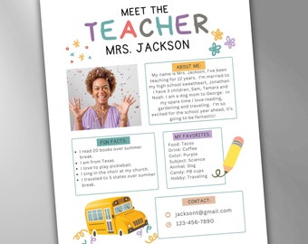 Meet the Teacher Editable Canva Template Printable Teacher Resource ...