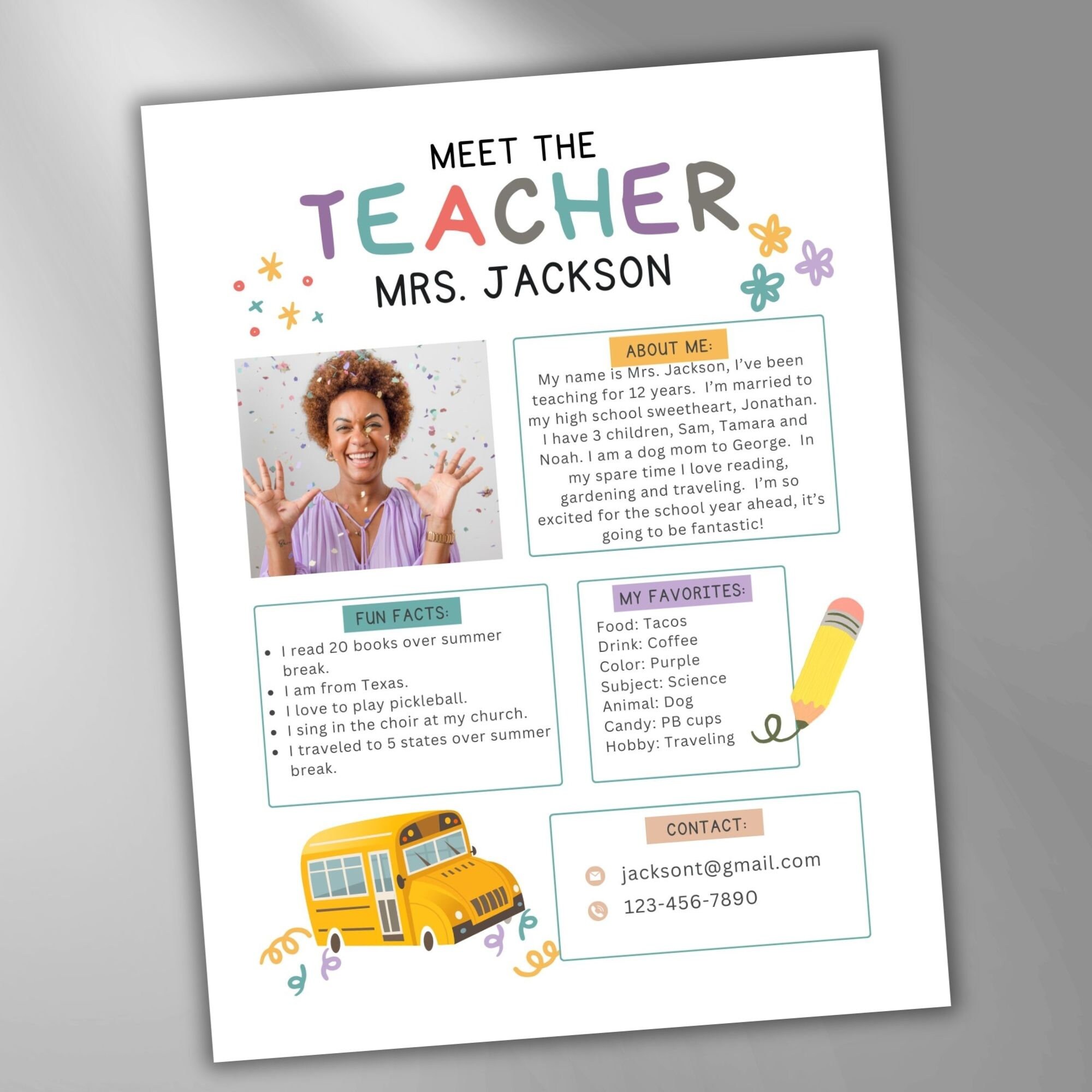 Meet the Teacher Editable Canva Template Printable Teacher Resource ...