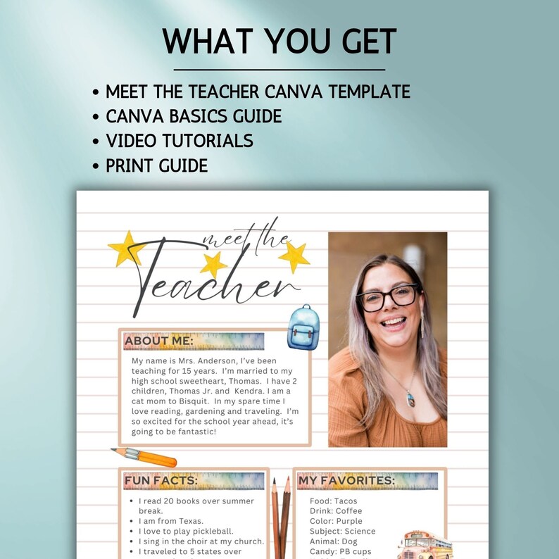 Meet the Teacher Editable Canva Template Printable Teacher Resource ...