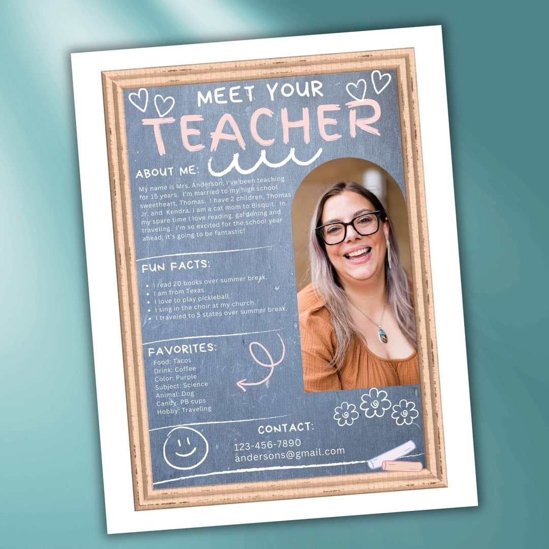 Meet the Teacher Editable Canva Template Printable Teacher Resource ...