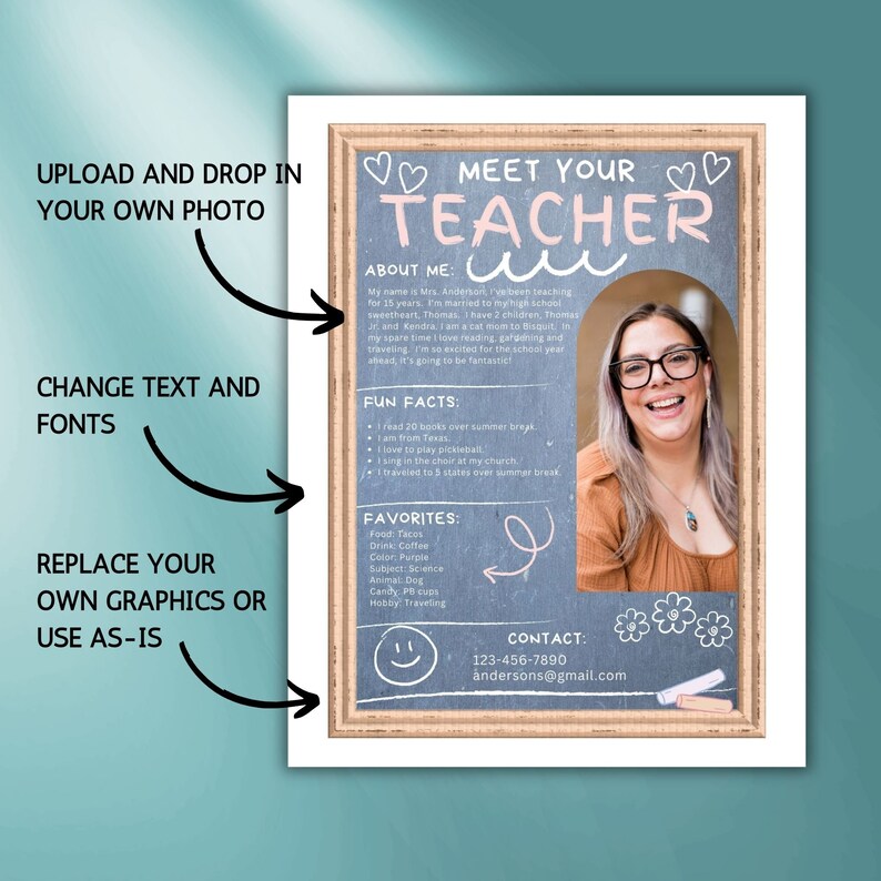 Meet the Teacher Editable Canva Template Printable Teacher Resource ...