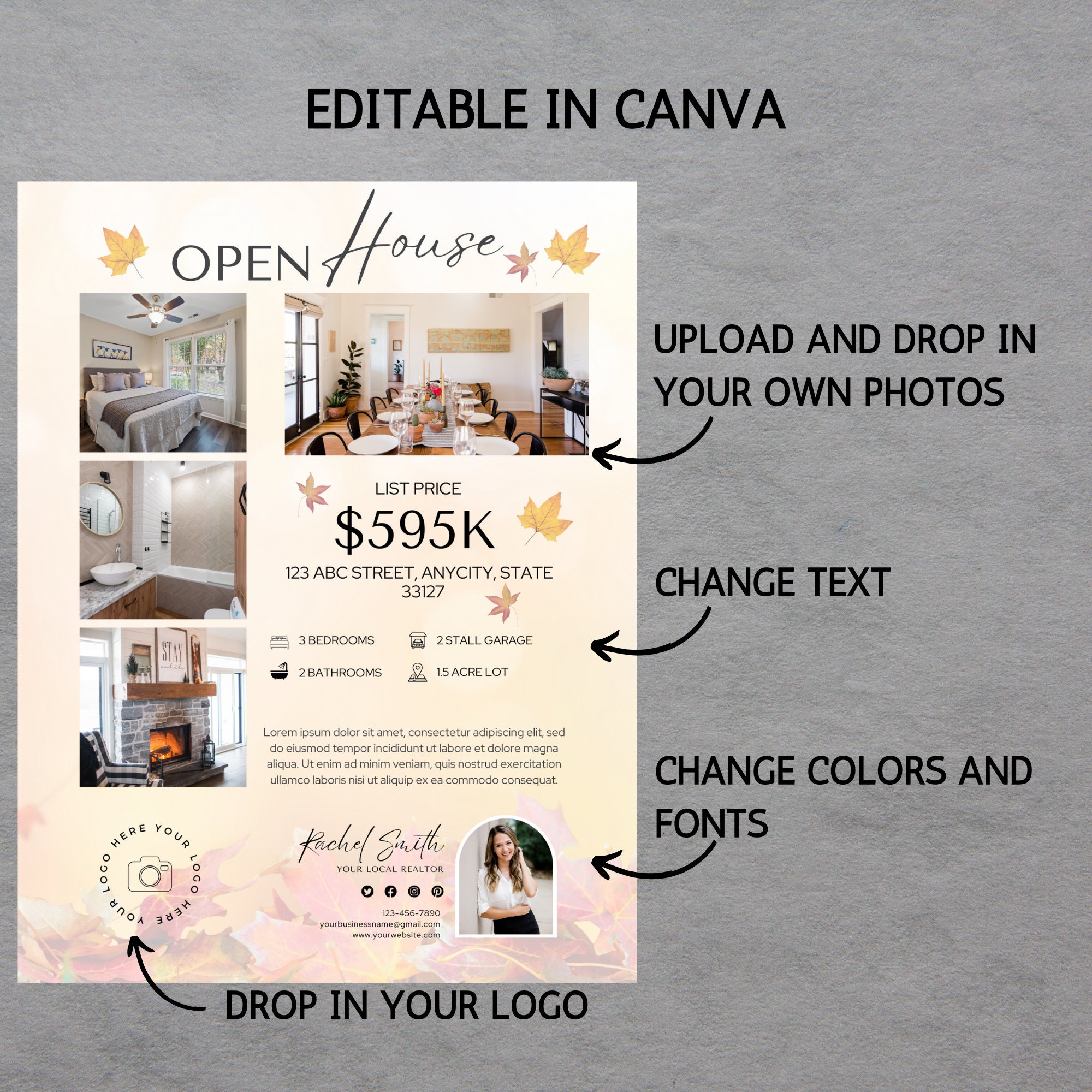 Fall Open House Flyer, Autumn Real Estate Marketing Template, Real ...