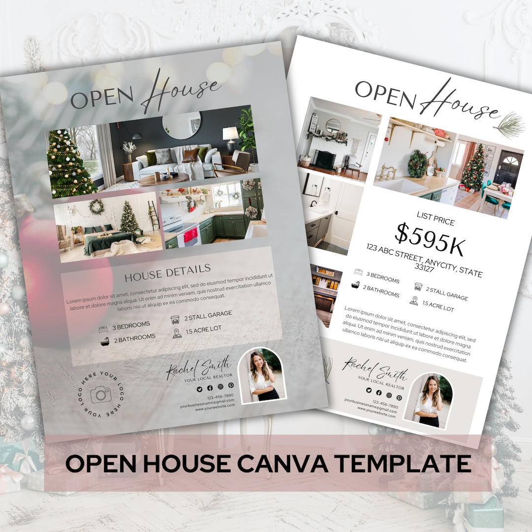Holiday Open House Flyer, Real Estate Christmas Open House Editable ...