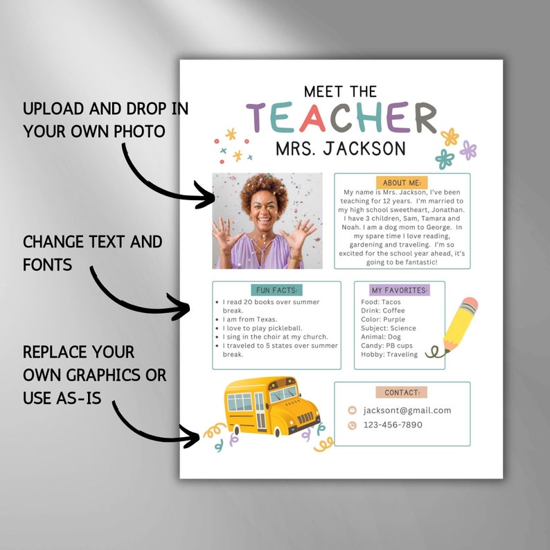 Meet the Teacher Editable Canva Template Printable Teacher Resource ...
