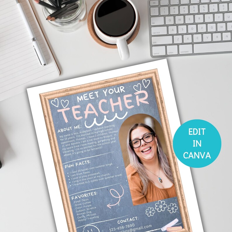 Meet the Teacher Editable Canva Template Printable Teacher Resource ...