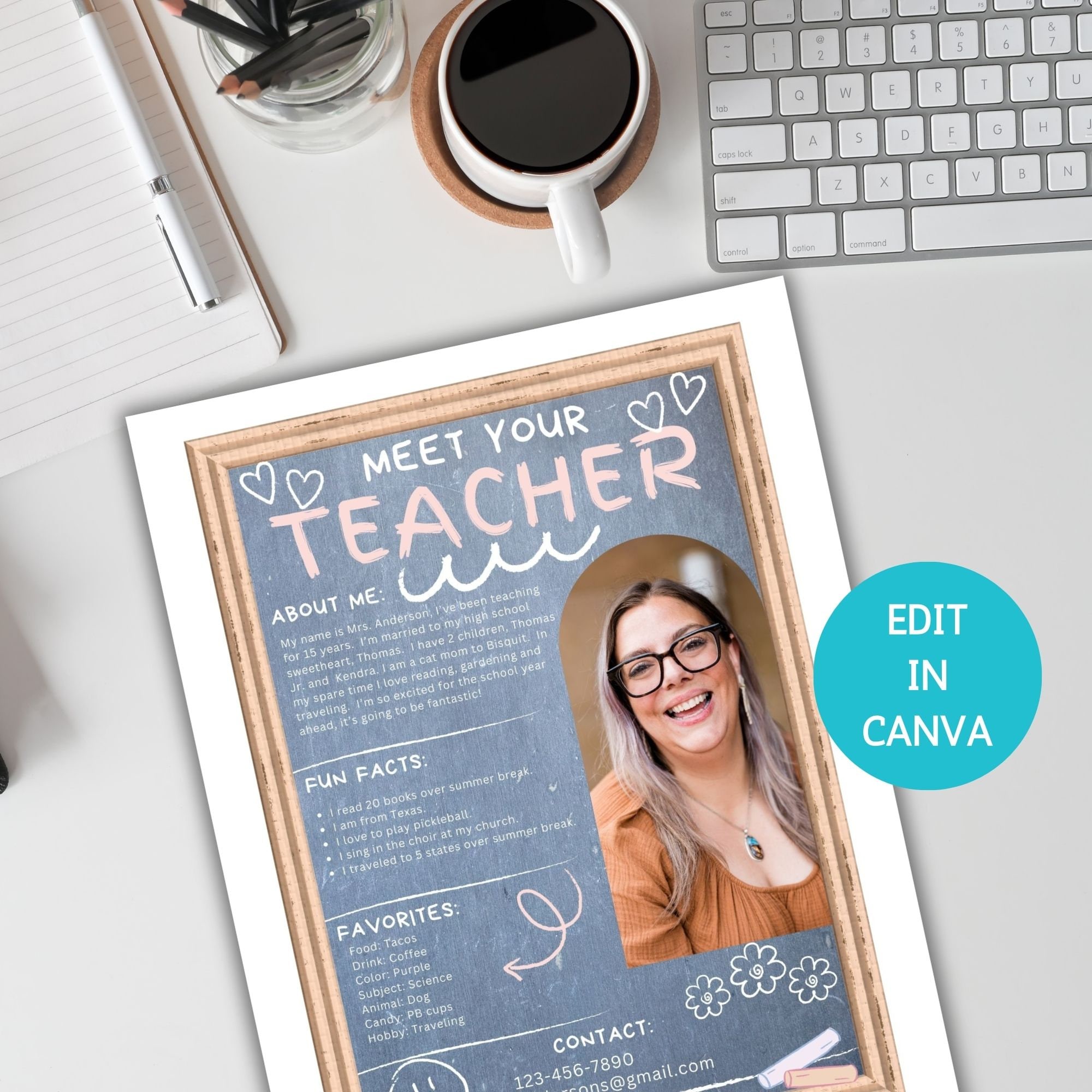 Meet the Teacher Editable Canva Template Printable Teacher Resource ...
