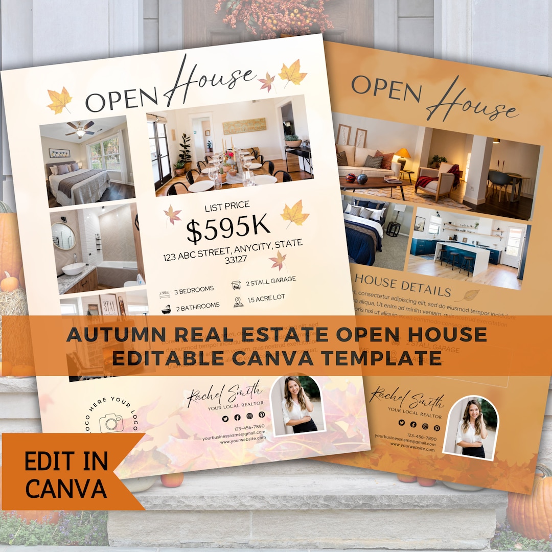 Fall Open House Flyer, Autumn Real Estate Marketing Template, Real ...