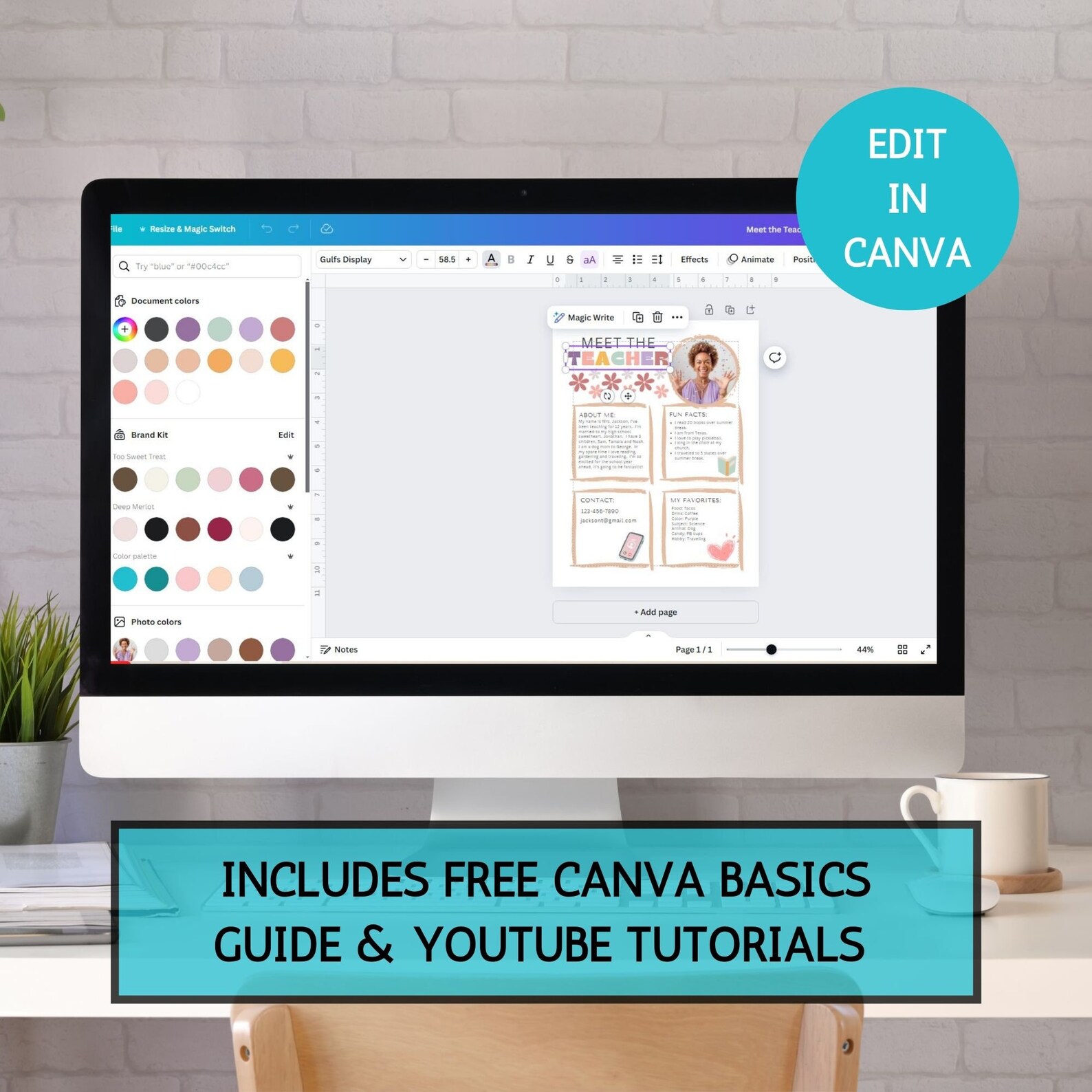 Meet the Teacher Editable Canva Template Printable Teacher Resource ...