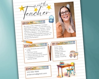 Meet the Teacher Editable Canva Template Printable Teacher Resource ...