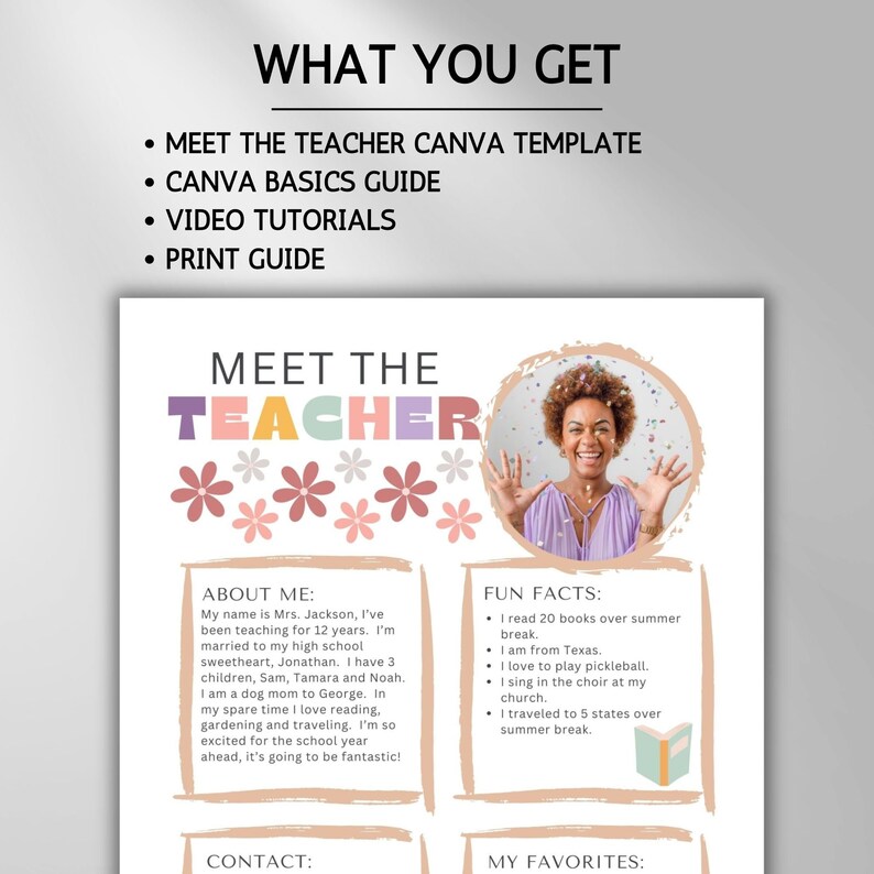 Meet the Teacher Editable Canva Template Printable Teacher Resource ...