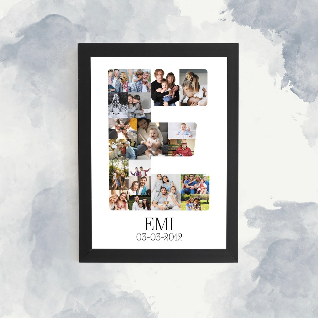 Personalised Letter E Photo Collage, Alphabet Print, Birthday Collage ...