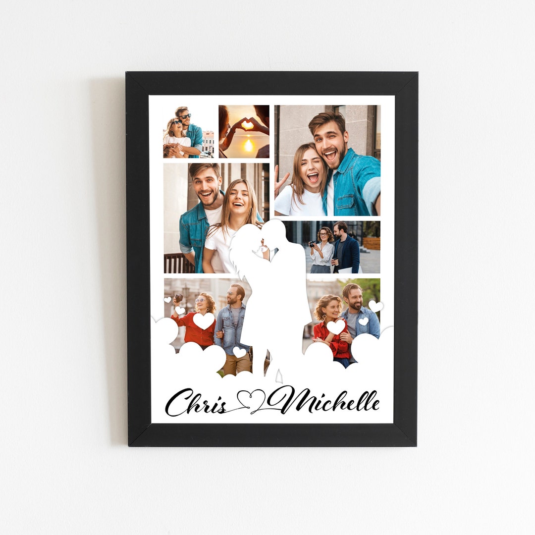Couple Photo Collage, Personalised Couples Print, Photo Collage Art ...