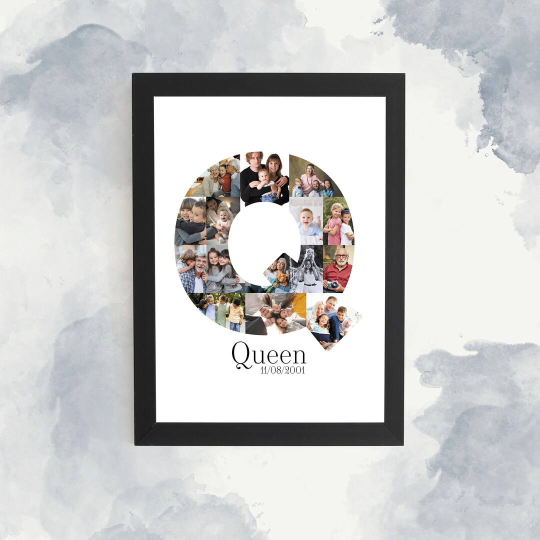 Letter Q Photo Collage, Alphabet Print, Personalised Birthday Collage ...