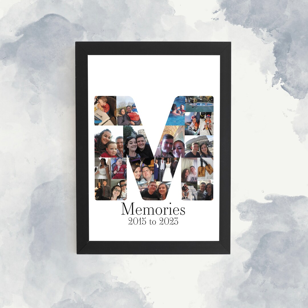 Personalised Letter M, Photo Collage, Alphabet Print, Birthday Collage ...