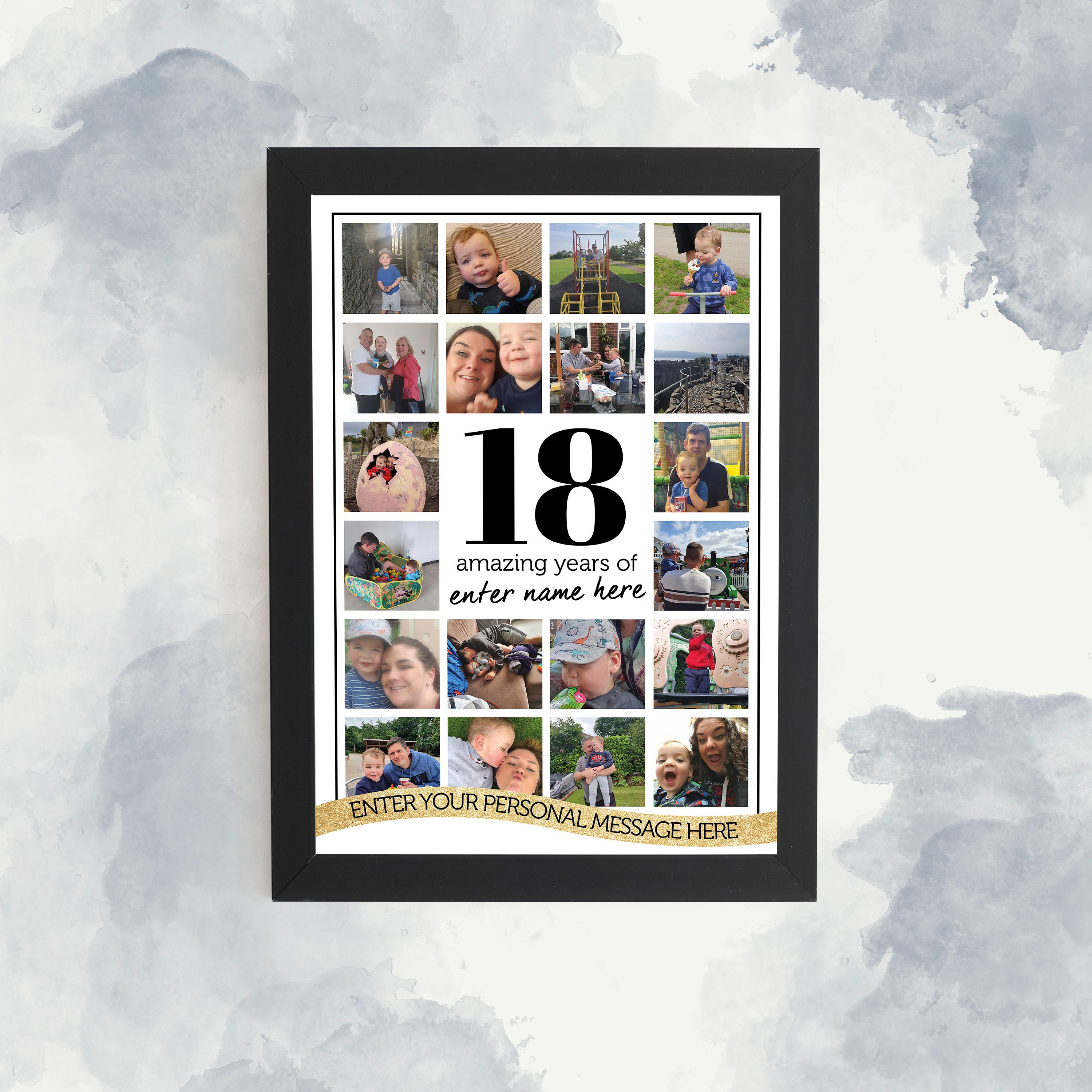Personalised 18th Photo Collage, Photo Grid Print, Wall Art ...