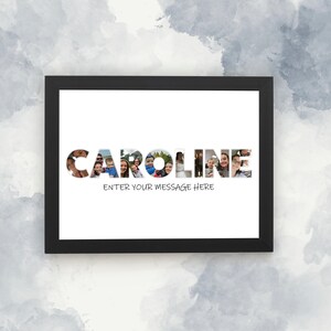 Personalised Name Photo Collage, Name Print, Custom Text Collage ...