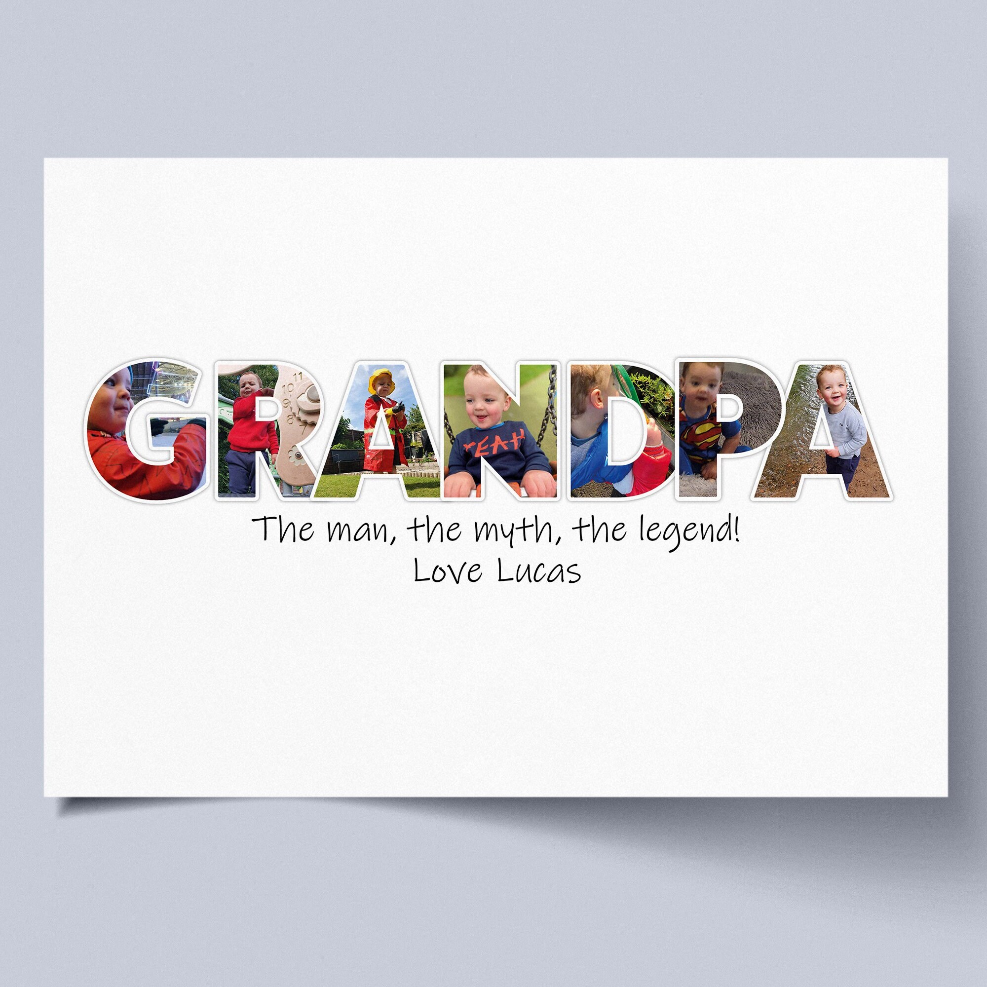 Grandad Photo Collage Word Print Grandpa Personalised Prints - Etsy