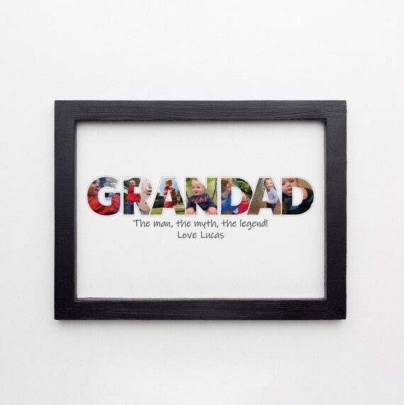 Grandad Photo Collage Word Print Grandpa Personalised Prints | Etsy