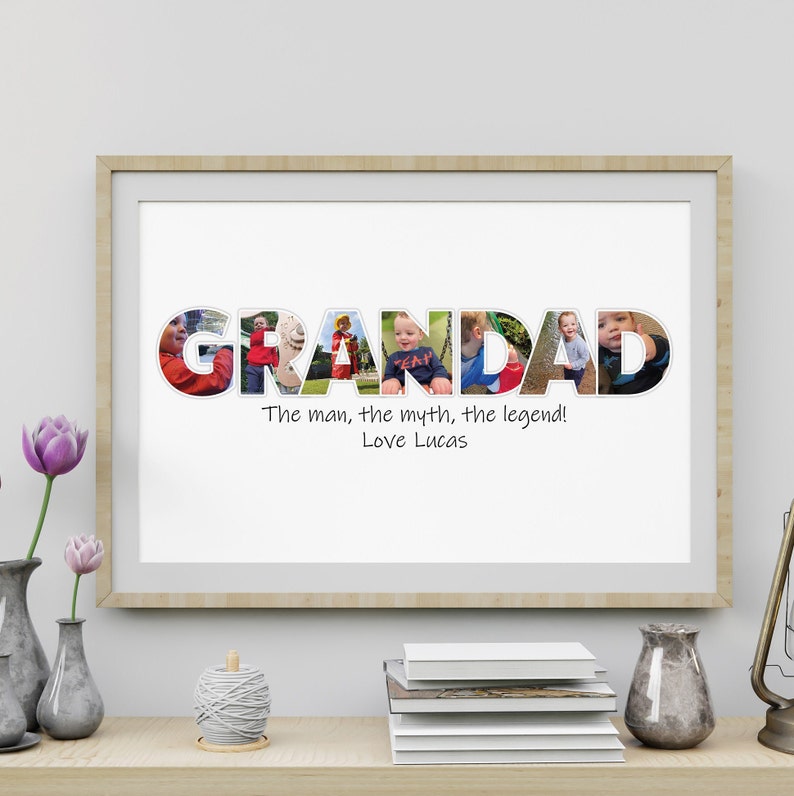 Grandad Photo Collage Word Print Grandpa Personalised Prints | Etsy