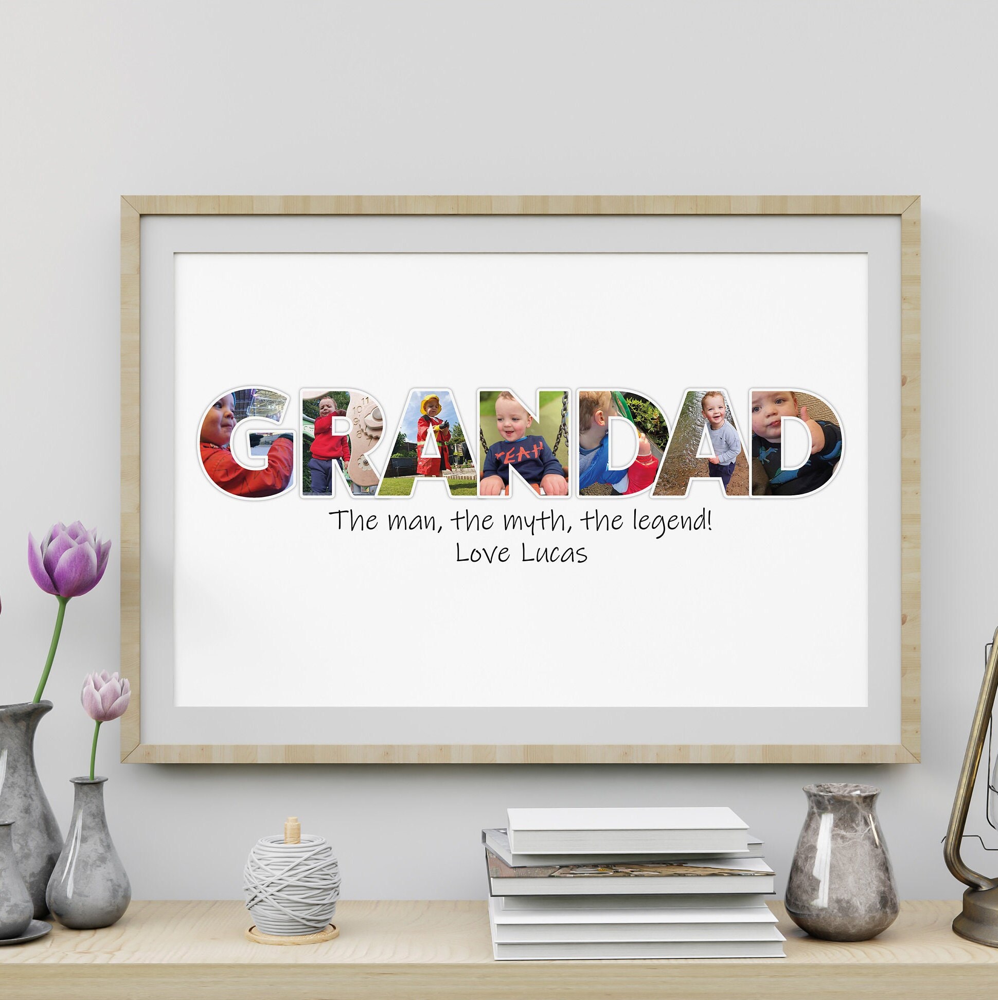 Grandad Photo Collage Word Print Grandpa Personalised Prints - Etsy