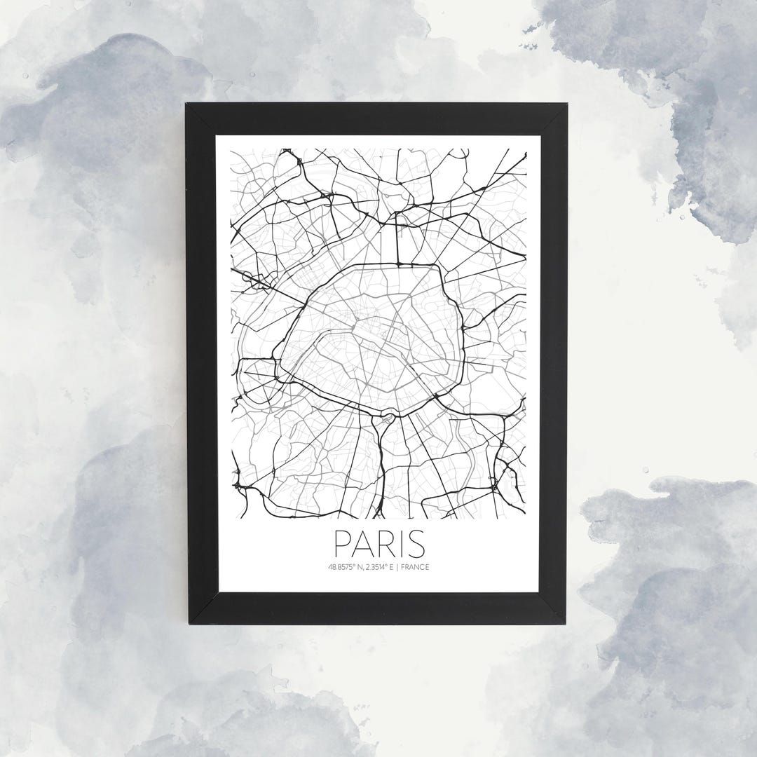 Paris City Map, French City Map Prints, France Print, Custom Any ...