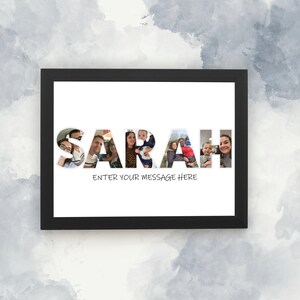 Personalised Name Photo Collage, Name Print, Custom Text Collage ...