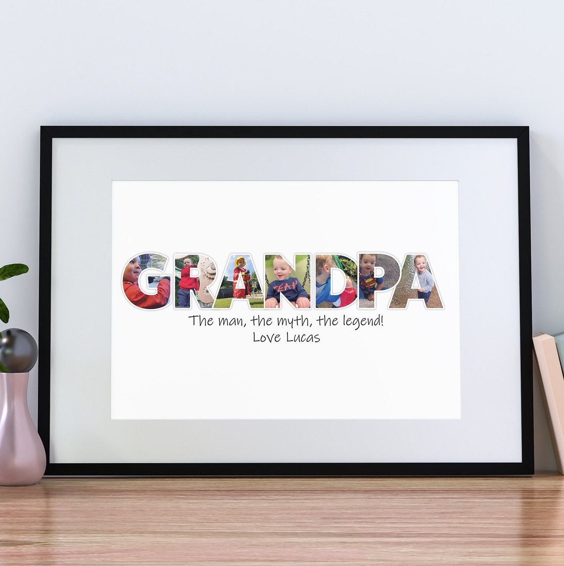 Grandad Photo Collage Word Print Grandpa Personalised Prints | Etsy