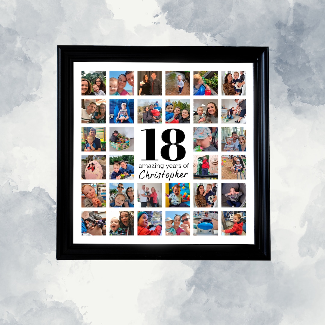 18th Birthday Photo Print, Personalised Photo Collage, Family Print ...