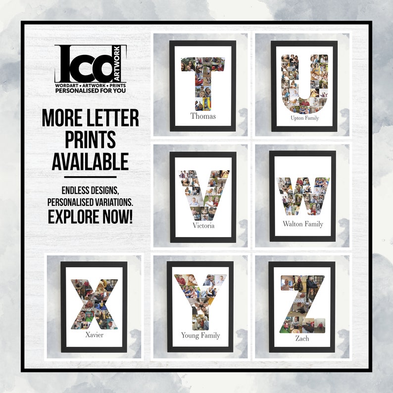 Personalised Letter M, Photo Collage, Alphabet Print, Birthday Collage ...