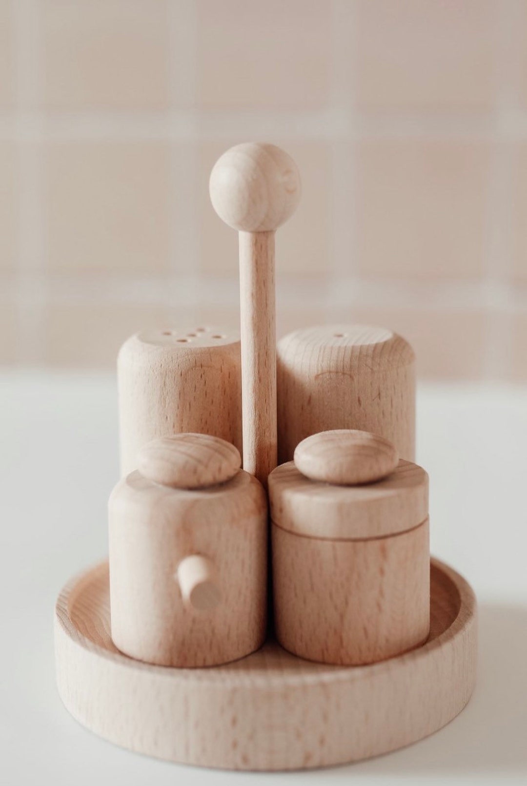 Wooden Salt and Pepper Shakers Set for Play Kitchen - Etsy