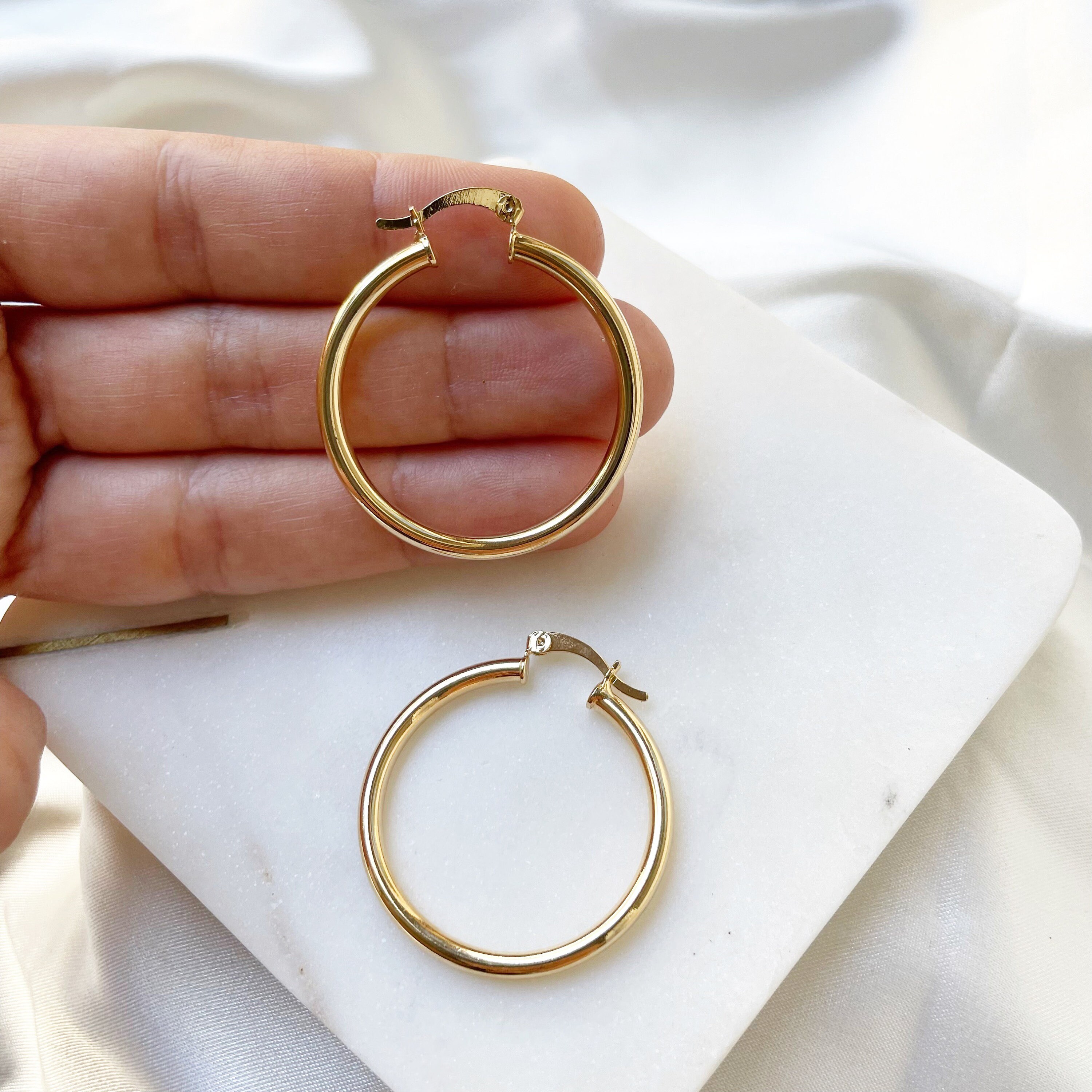 18k Gold Filled Hoop Earrings Simple Gold Hoops Simple - Etsy