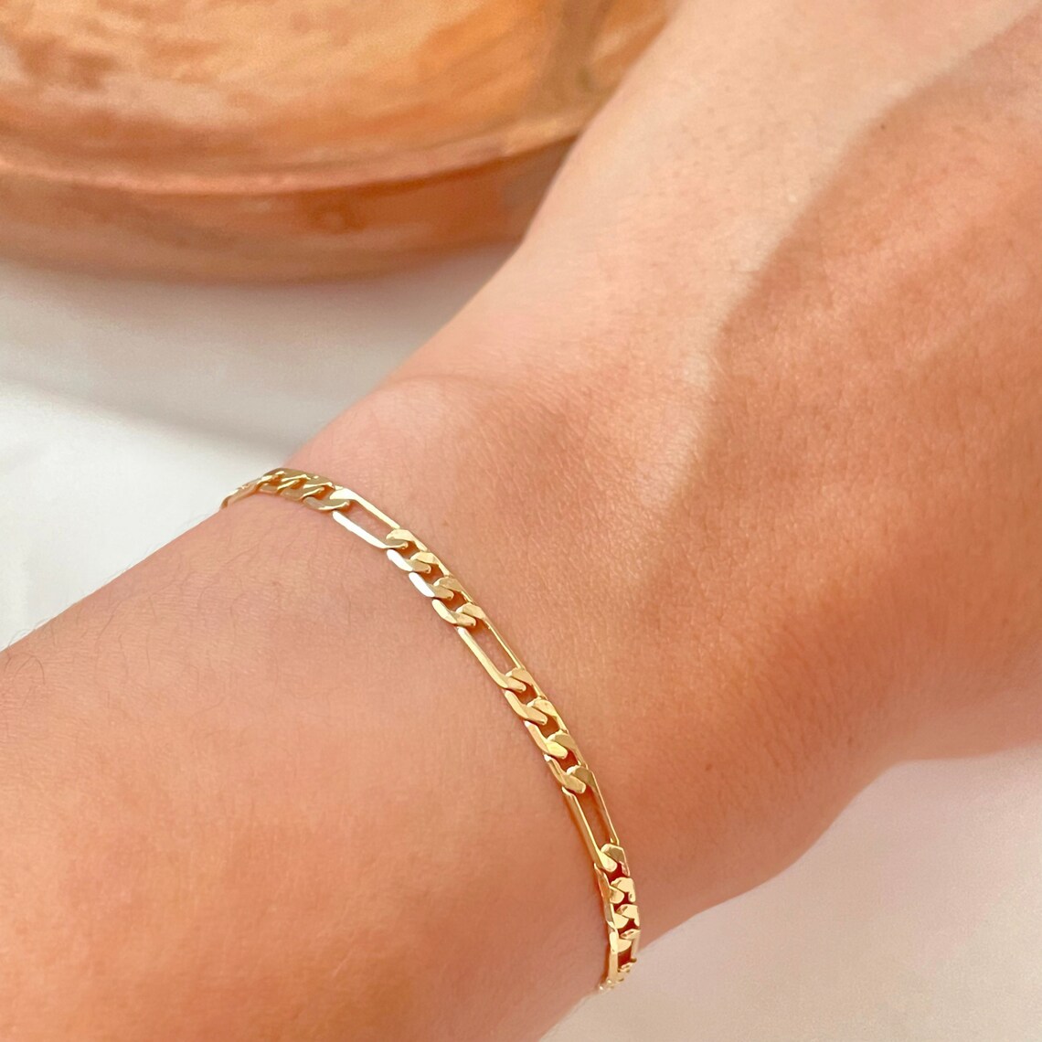 18k Gold Filled Bracelet Stack, Gold Bracelet, Link Chain Bracelet ...