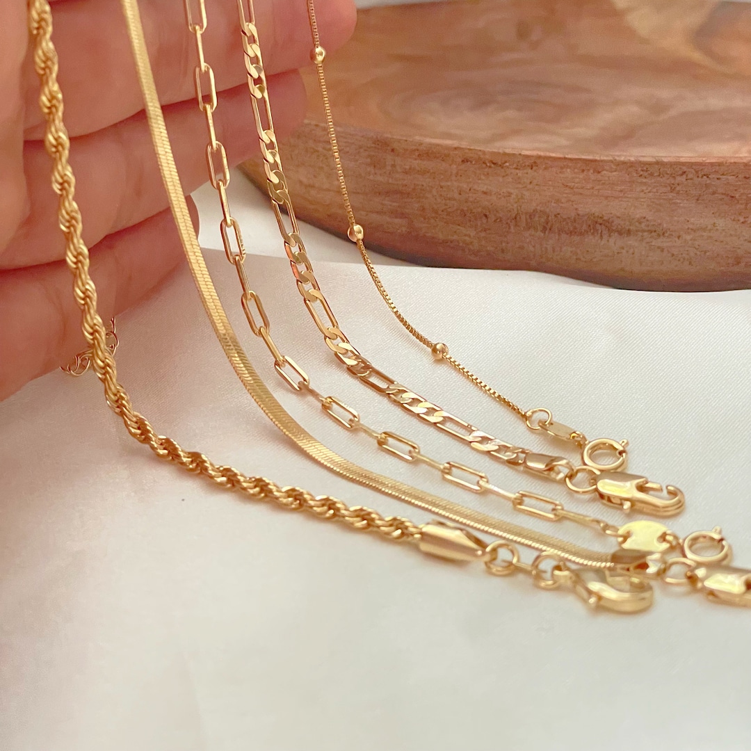 18k Gold Filled Bracelet Stack, Gold Bracelet, Link Chain Bracelet ...