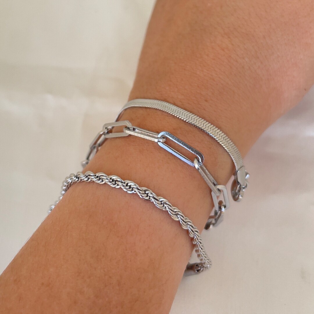 3 Piece Everyday Bracelet Set, Stainless Steel Bracelet, Set of 3 ...