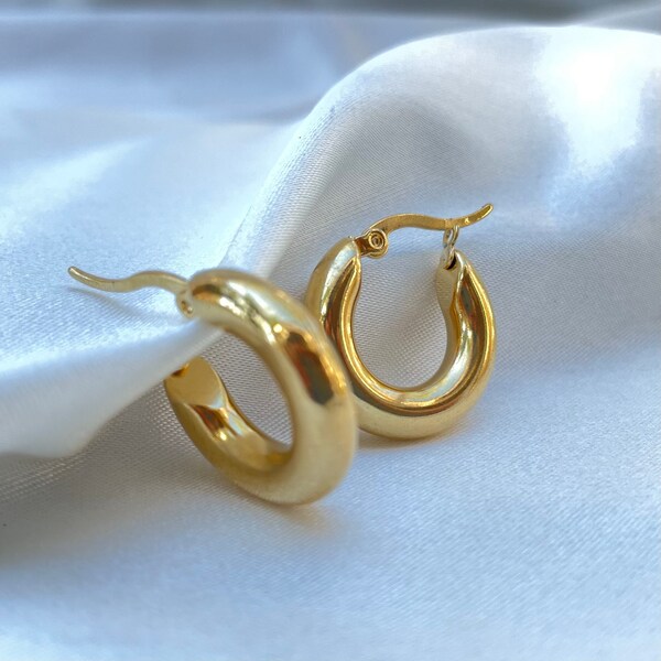 Chunky Hoop Earrings Gold - Etsy