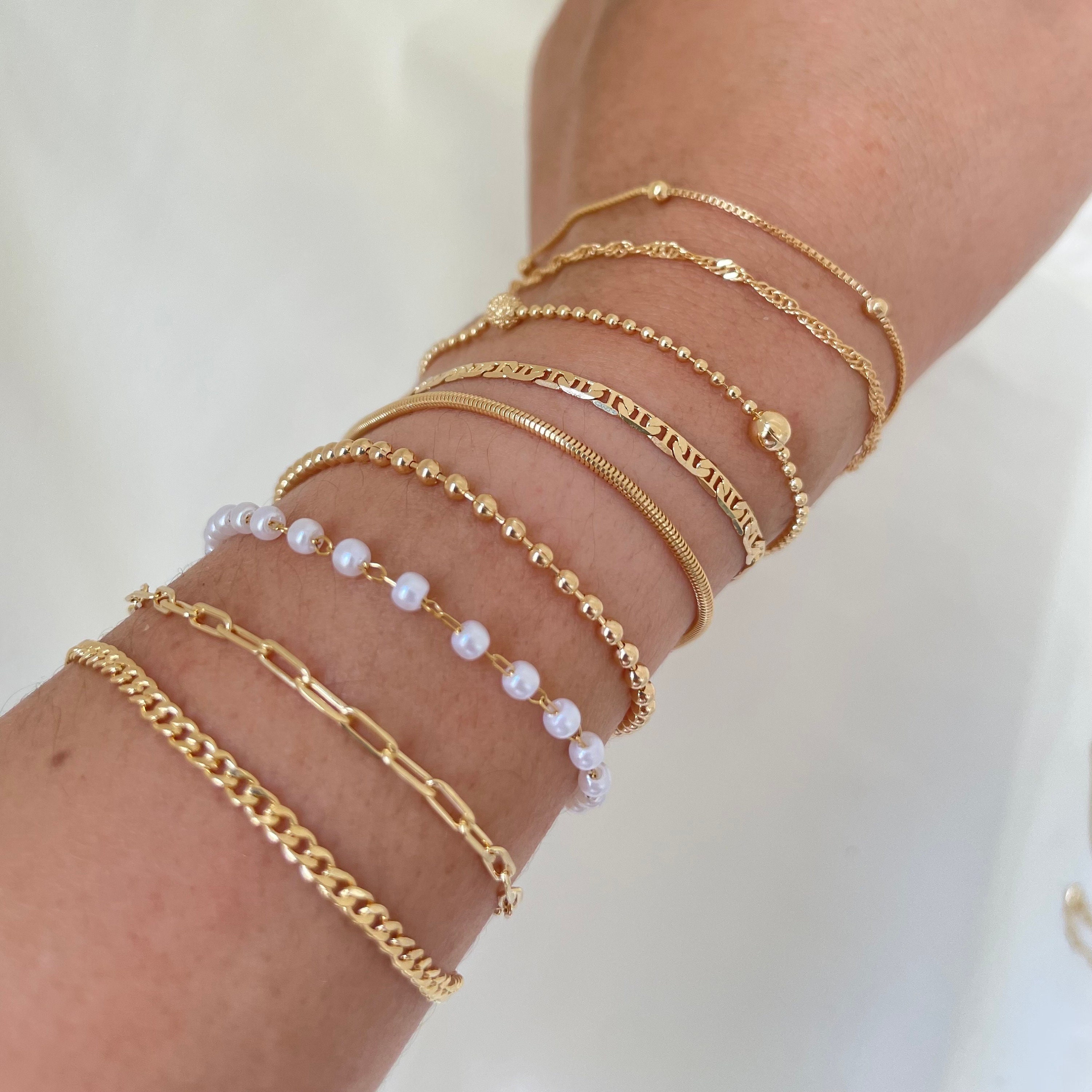 Set of Bracelets, Gold Filled Bracelets Stackable, Paperclip Bracelet ...