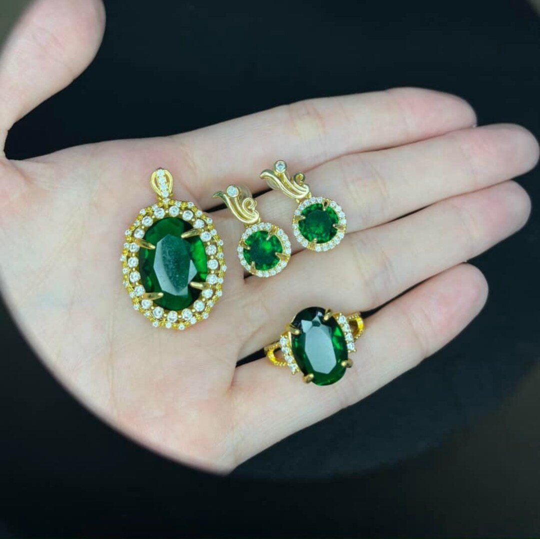 Very Pretty Blue Obsidian Stone Set, Pendant, Earring and Ring Combo ...