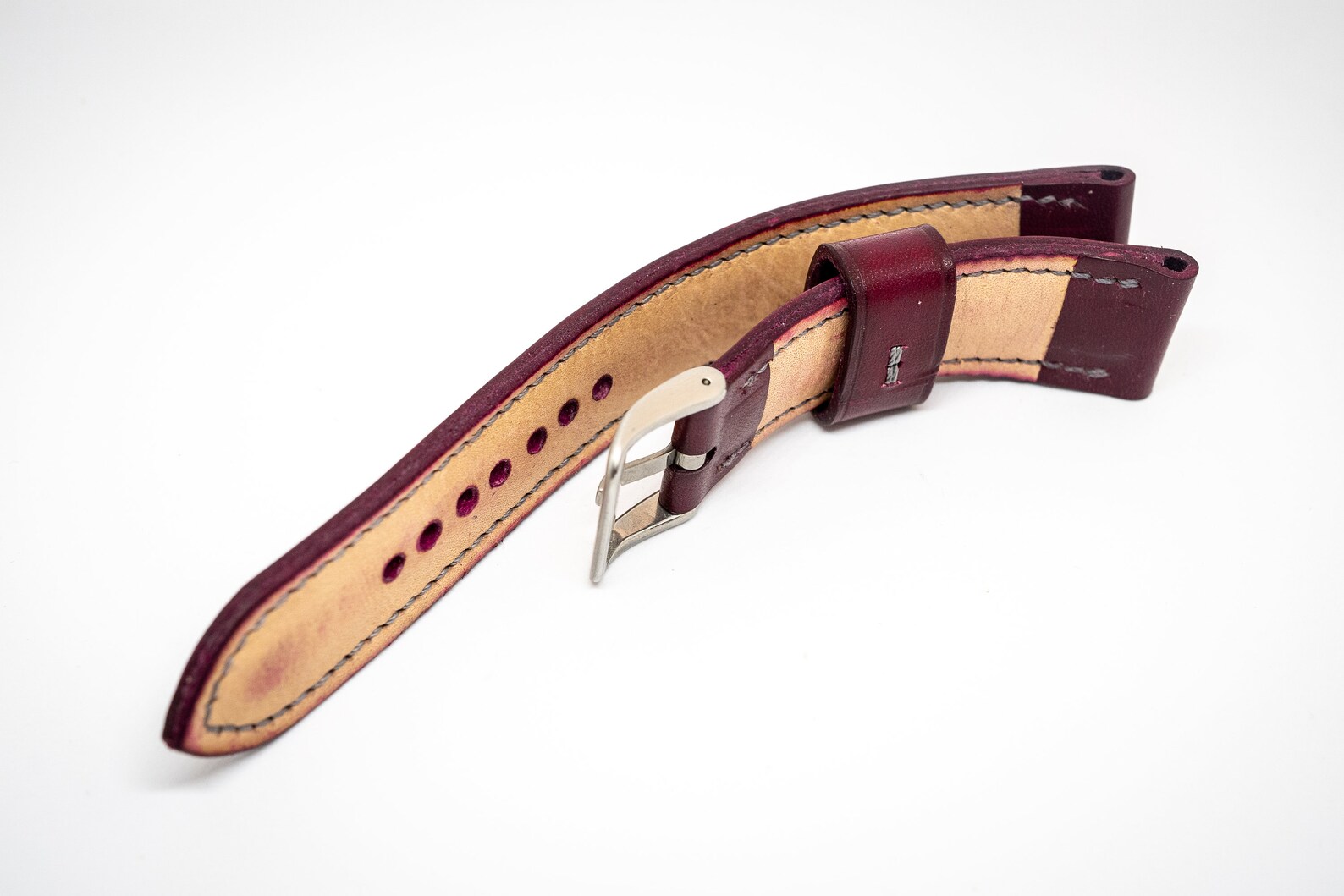 Handmade Leather Watch Strap, Padded, Oxblood Colour, 16,17,18,19,20,21 ...