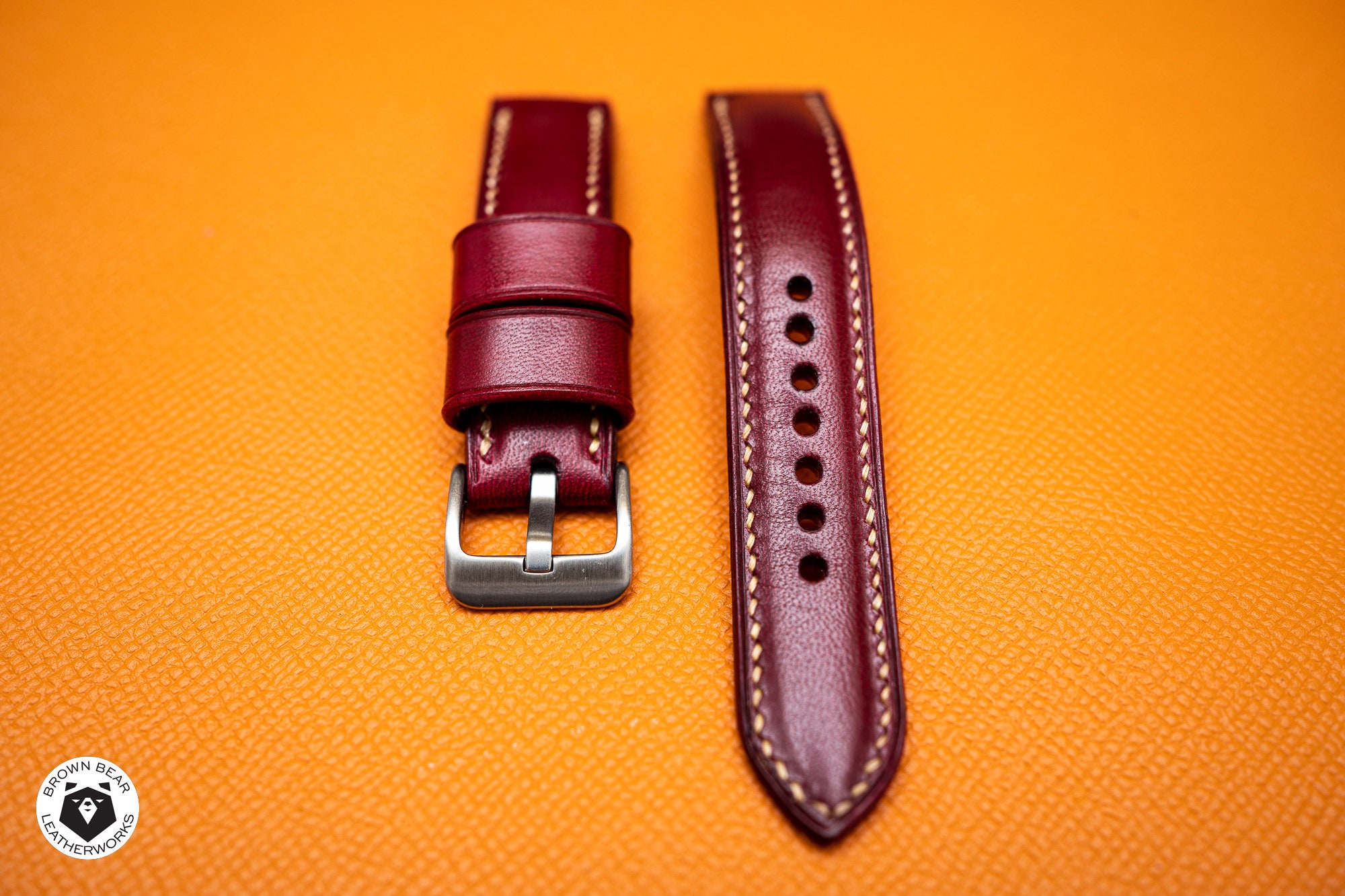 Handmade Leather Watch Strap, Padded, Oxblood Colour, 16,17,18,19,20,21 ...