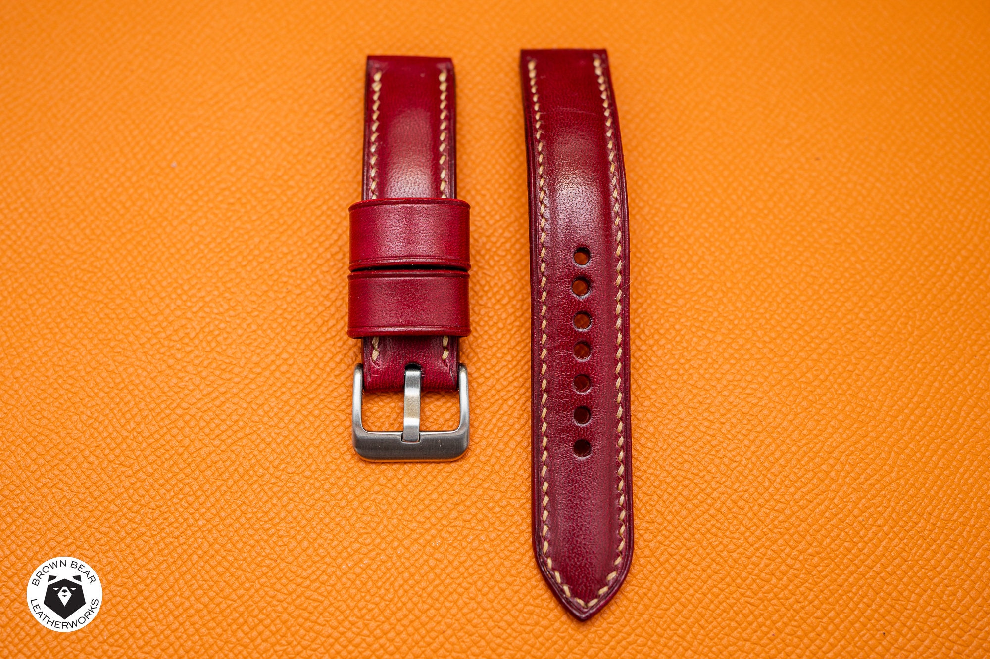 Handmade Leather Watch Strap, Padded, Oxblood Colour, 16,17,18,19,20,21 ...