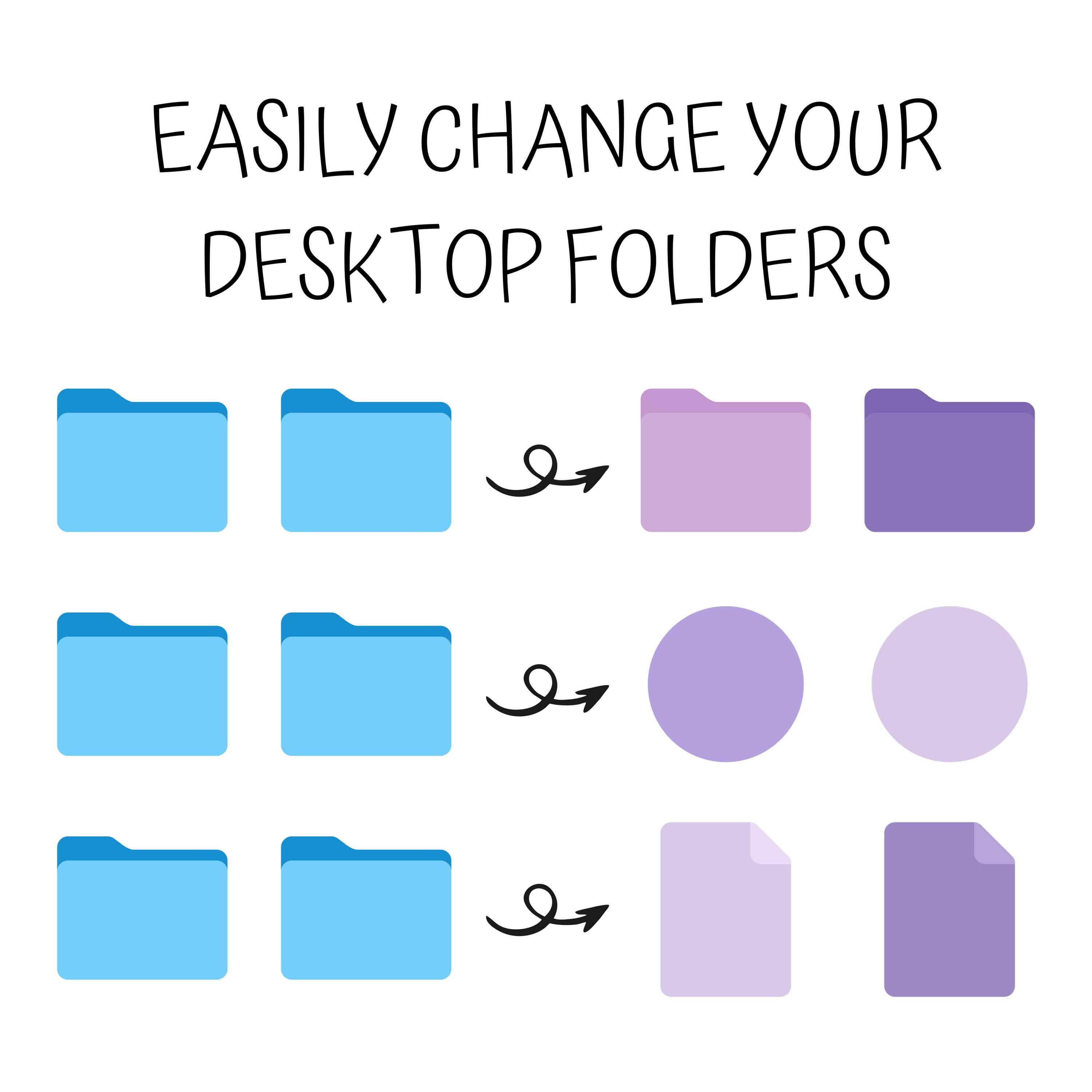 Purple Desktop Folder Icons for Macbook, Computer Desktop Icons, Mac ...