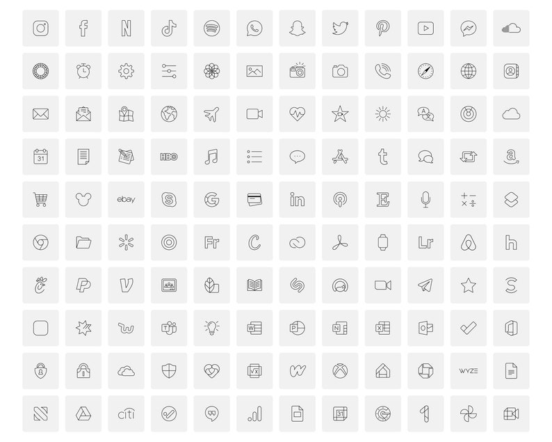 2000 Minimalistic Light Gray & Black Ios 14 / 15 App Icons - Etsy